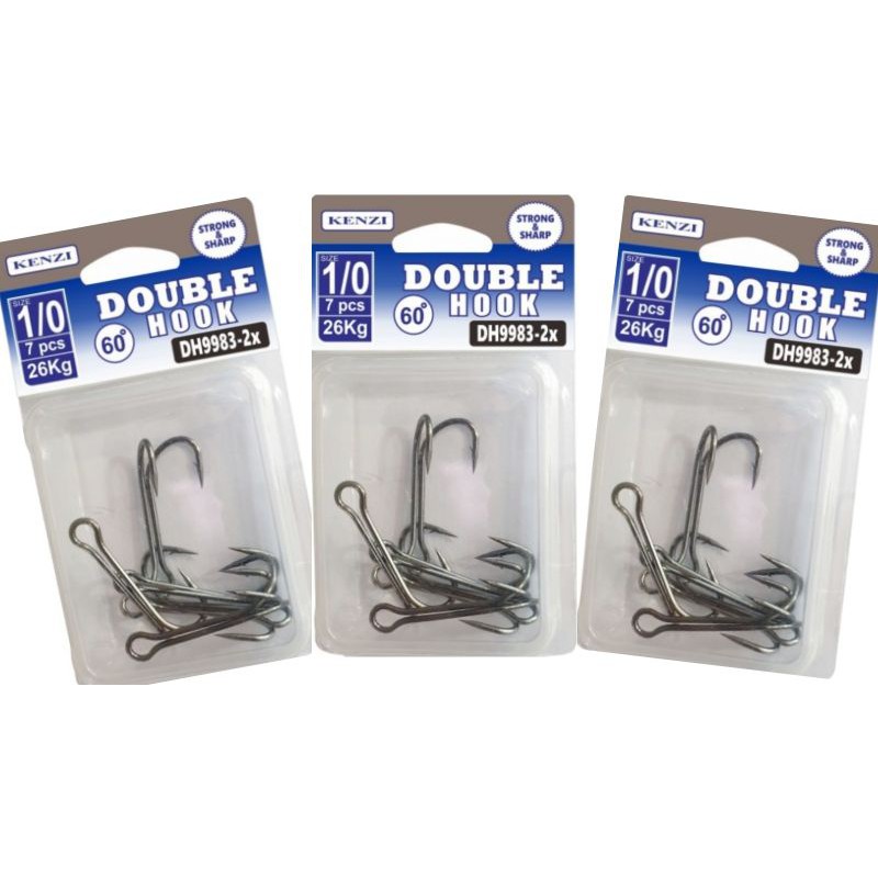 Jual DOUBLE HOOK KENZI BLACK 1/0 60derajat READY | Shopee Indonesia