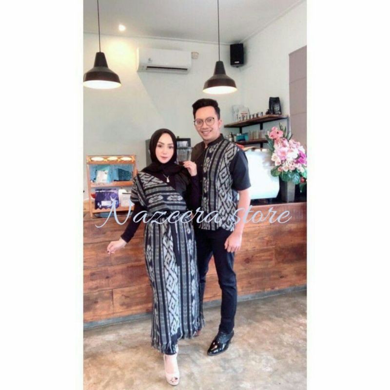 Jual set couple tenun etnik prewedding dress tenun kemeja tenun baju tenun ikat troso dress ...