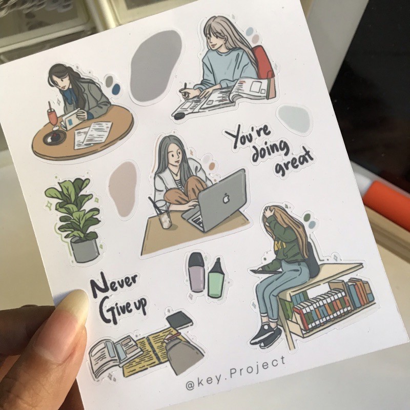 Jual korean sticker set/ aesthetic sticker/ study sticker/ stiker ...