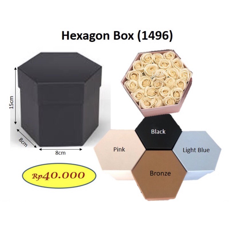 Jual box bunga - hexagon box - box persegi 6 - bloombox - hardbox ...
