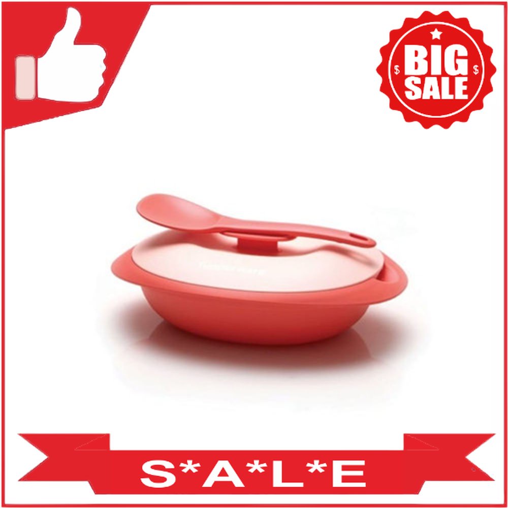 Jual Tupperware Bloomia Saucy Dish with Spoon Peach (tersedia grosir ...
