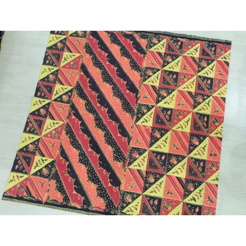 Jual kain batik sarung full tulis bahan katun warna merah kuning khas ...