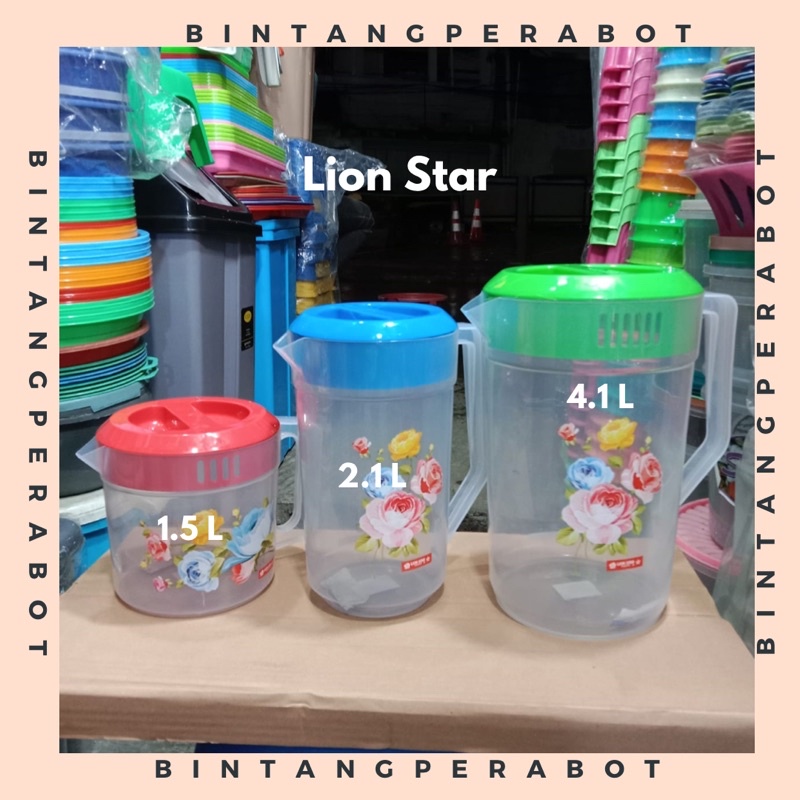 Jual Lion Star Water Jug 1.5-2.1-4.1 Liter / Teko Air Plastik / Teko Eskan Picher Lion Star ...