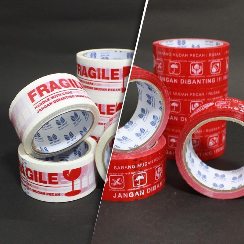 Jual Lakban Fragile / Lakban Jangan Dibanting Isolasi Merah Putih 72 ...