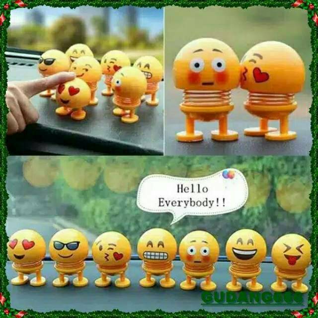 Jual Emoji doll LED shaking head car dashboard smiley figure boneka per ...