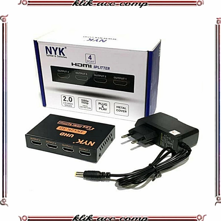 Jual HDMI Splitter 4 Port Hub Full Video 1X4 HD Spliter Split 1 In 4 ...
