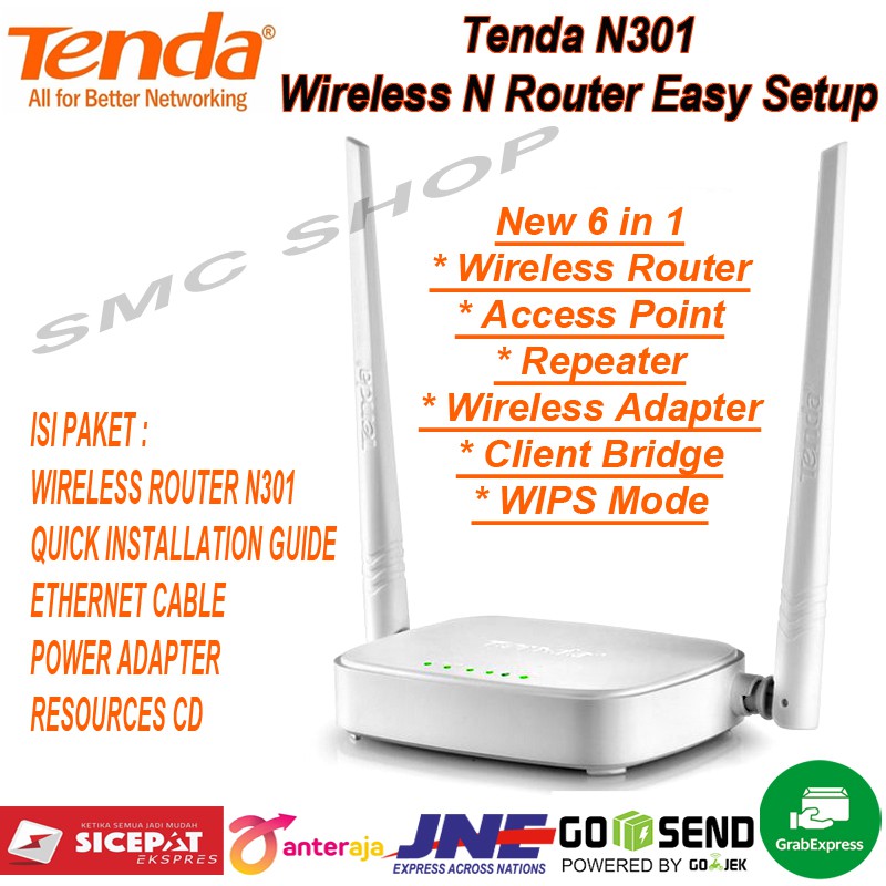 Jual Tenda N301 : Wireless N Router N300 Easy Setup Tenda N301 3 in 1 ...