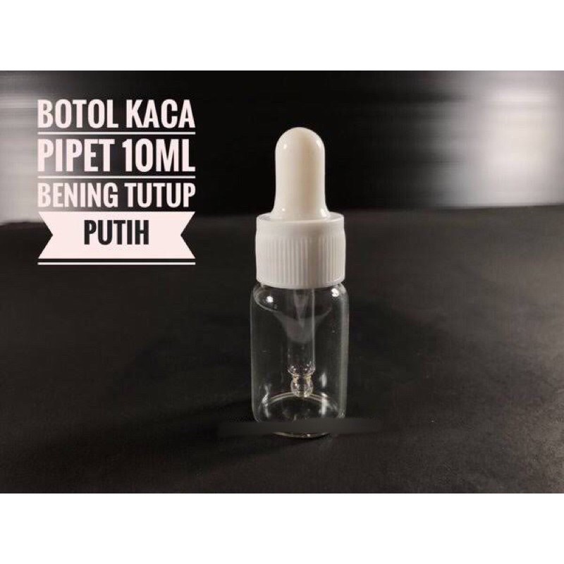 Jual Botol Pipet Kaca Bening Tutup Putih 10mL / Glass Bottle Pipette 10 ...