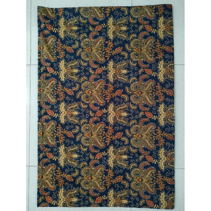 Jual Kain Perca Katun Motif Batik Dasar Navi 150Cm X 356Cm. | Shopee ...