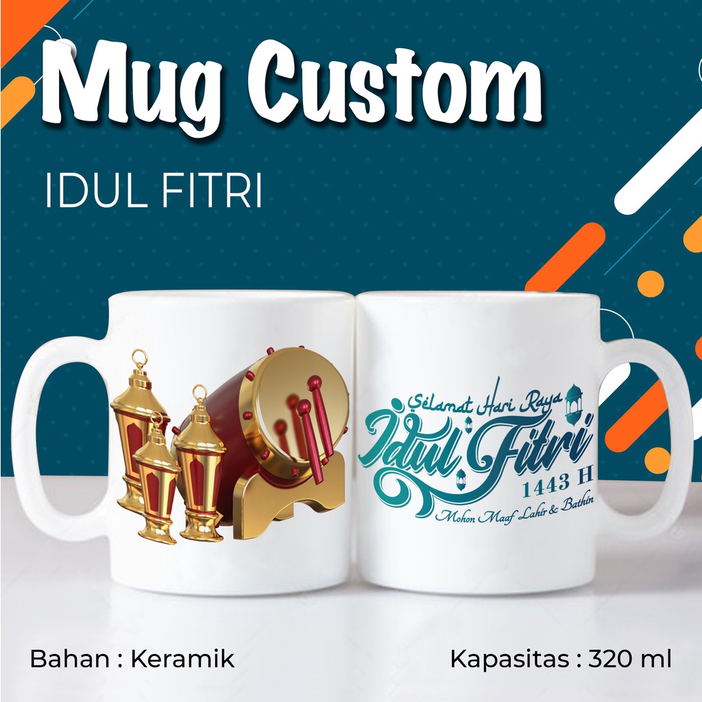 Jual Mug custom ucapan idul fitri, ied mubarak, ramadhan mug keramik ...
