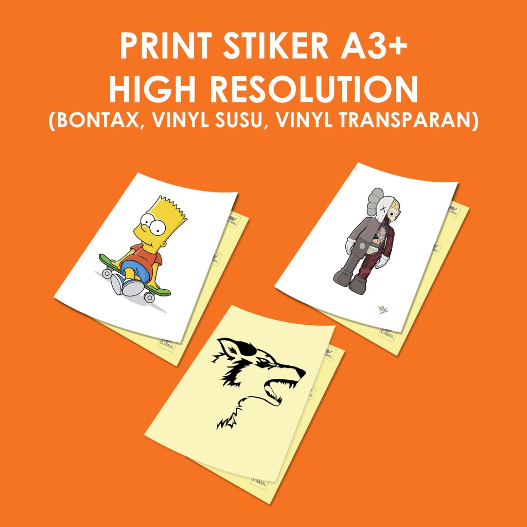 Jual Cetak STICKER HIGH RESOLUTION UKURAN A3+ II Vinyl Susu/Transparant ...