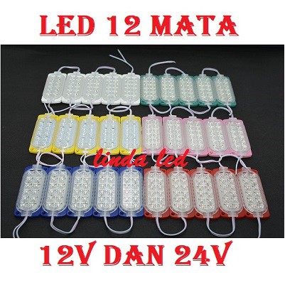 Jual LAMPU LED MODUL 12MATA SMD 2835 10438 12VOLT dan 24VOLT WATERPROOF 12 MATA 12V 24V 1224 V ...