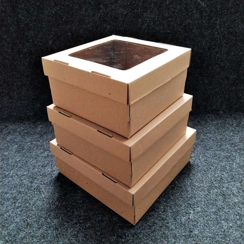 Jual Box Tart / Kotak Kue Kraft Persegi Display Karton E-Flute | Shopee ...