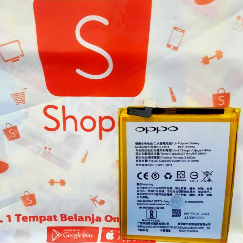 Jual Baterai Batre Battery Double Power Oppo F3 / F5 / A77 BLP631 ...