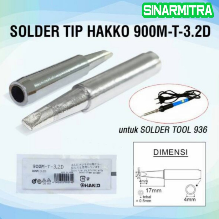 Jual Mata Solder Hakko 900 M-T-3.2D for Solder Tool 936 | Shopee Indonesia