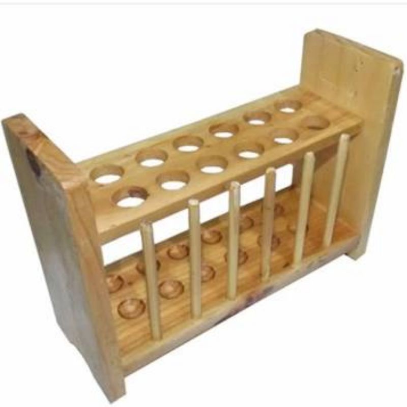 Jual Tempat tabung reaksi kayu 12 lubang / rak tabung reaksi kayu 12 ...
