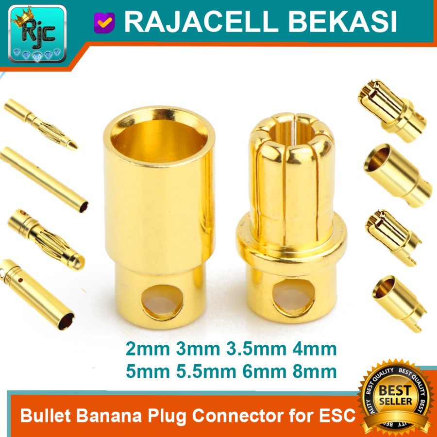 Jual Bullet Banana Plug 2mm~8mm Socket Connector Jack Konektor for ESC RC | Shopee Indonesia