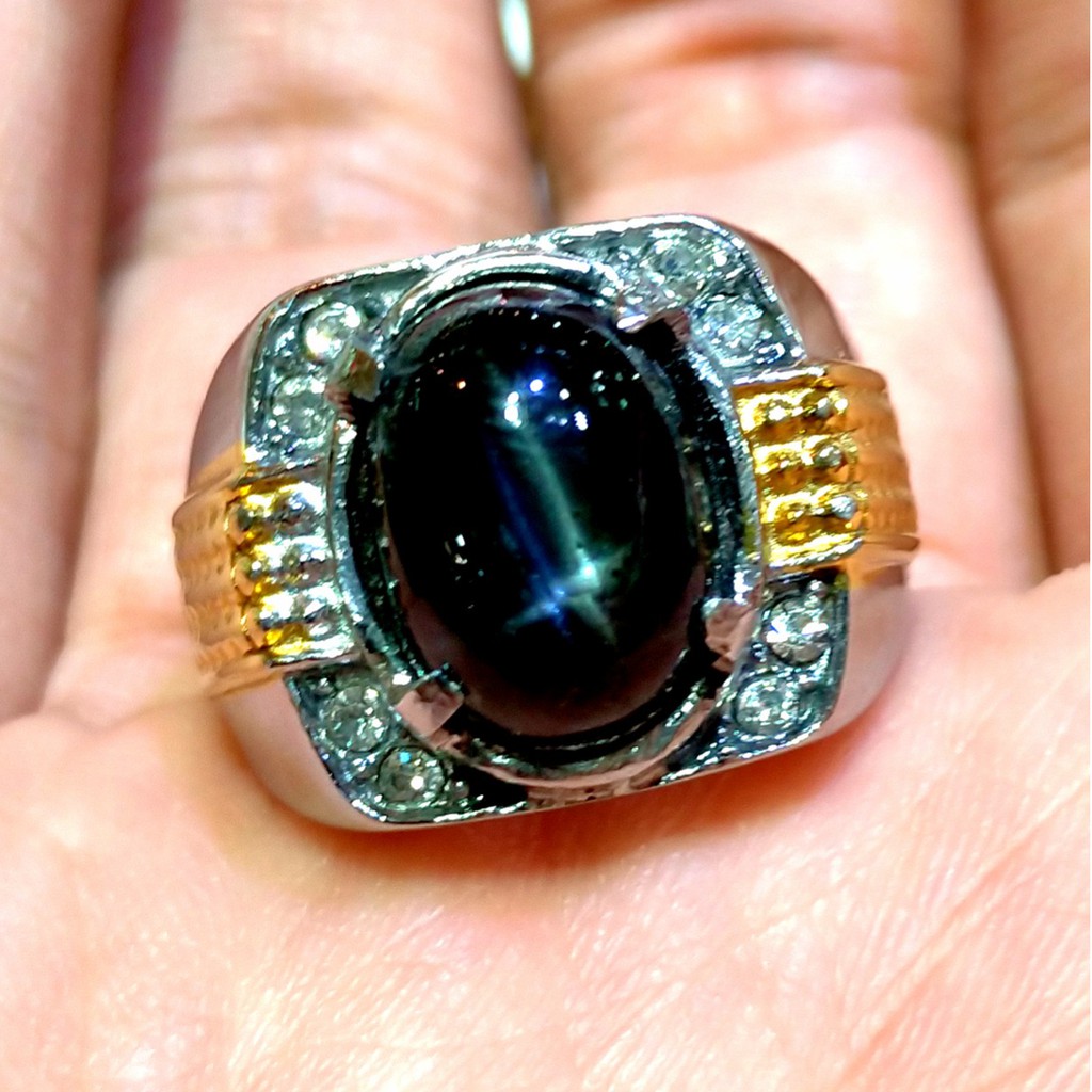 Jual Cincin Batu Mulia Nilam Star Batu Hitam Cahaya Star | Shopee Indonesia