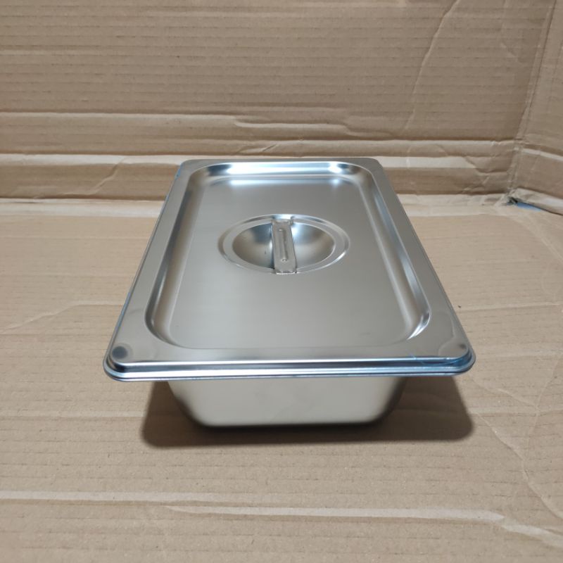 Jual Food Pan Stainless + Tutup 1/4 x 6,5cm (26,5 x 16,2 x 6,5cm) | Shopee Indonesia
