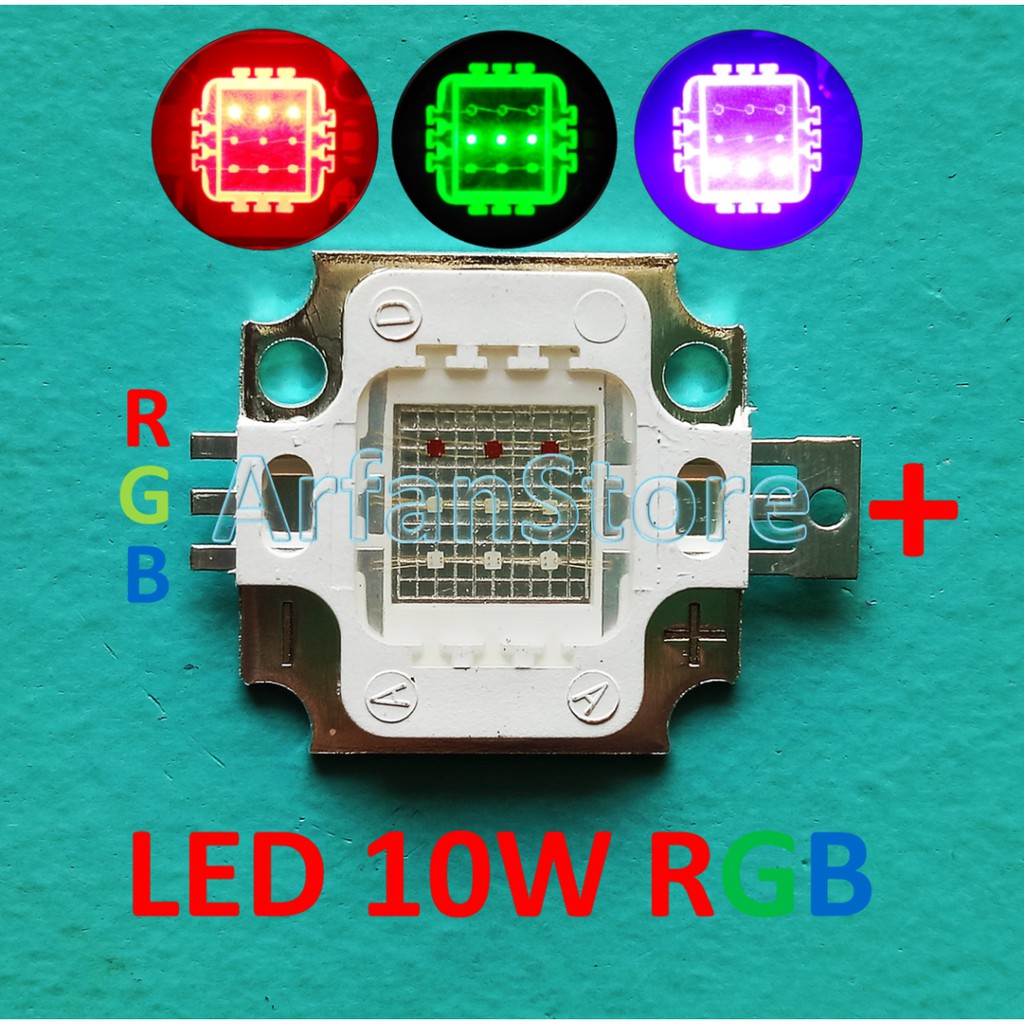 Jual High Power LED HPL 10W RGB RED GREEN BLUE MERAH HIJAU BIRU 460 ...