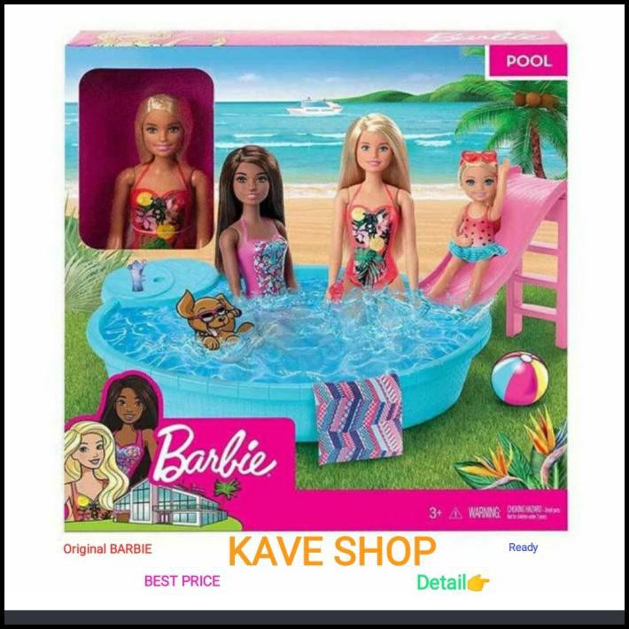 Jual Muchmuashop | Barbie Original Mattel : Barbie Doll & Pool Playset ...