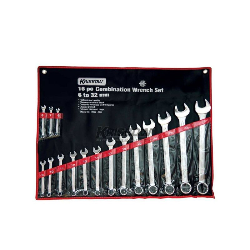 Jual KRISBOW Kunci Pas Kombinasi set / COMBINATION WRENCH 6-32MM 16PC LPCWS2 | Shopee Indonesia