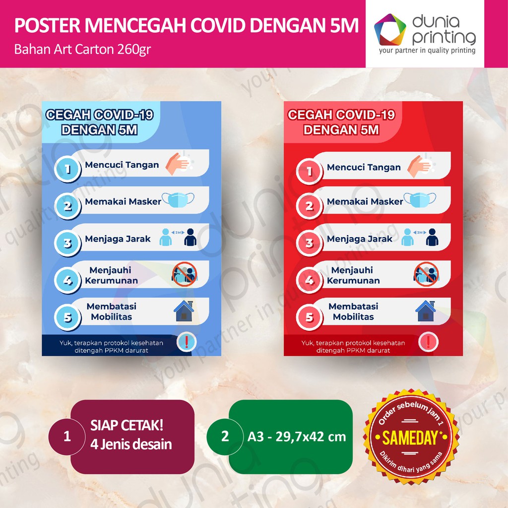 Jual Poster Cegah Covid dengan 5 M - contoh gambar | Shopee Indonesia