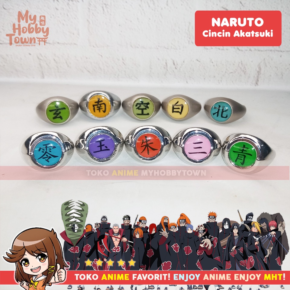 Jual Cincin Anime Naruto Akatsuki Itachi Pein Deidara Tobi Sasori Konan ...