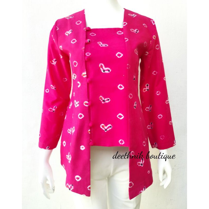 Jual Batik jumputan warna pink fanta kebaya jumputan | Shopee Indonesia