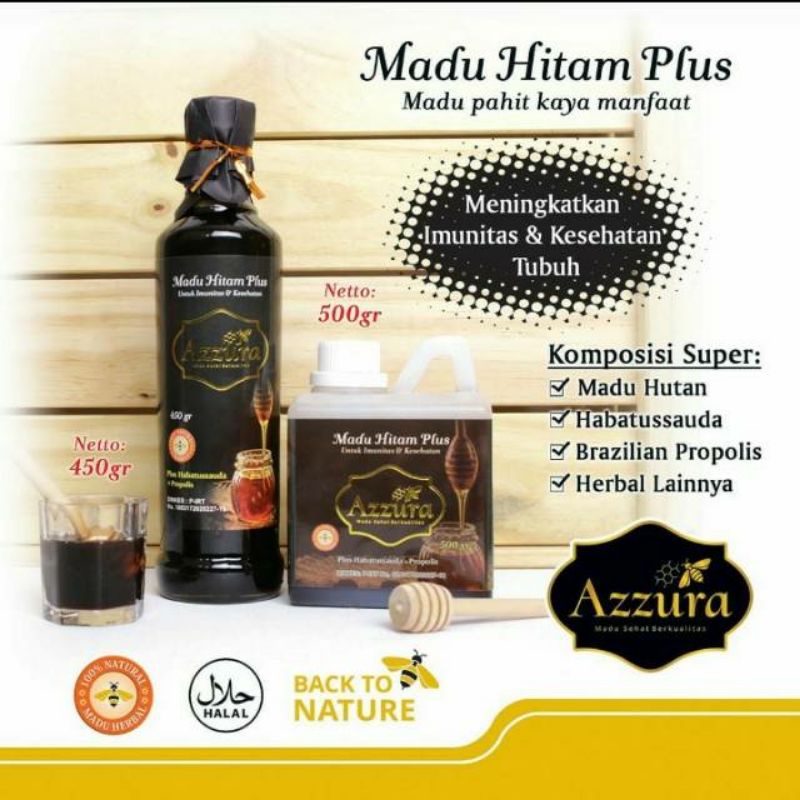 Jual Madu Azzura - Madu Hitam Pahit Plus Propolis Habatussauda 450gr ...