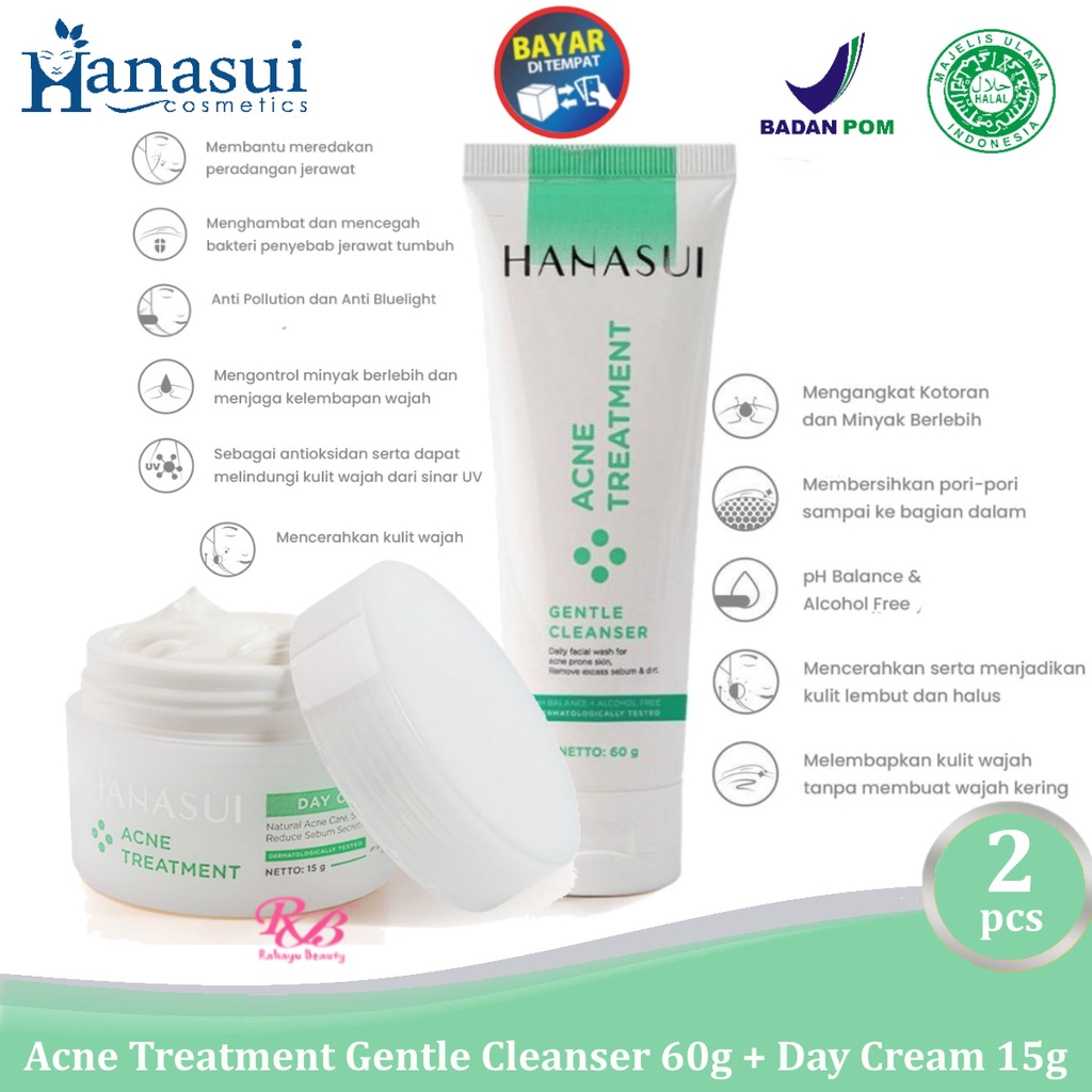 Jual HANASUI ACNE Treatment paket 2 ( Gentle Cleanser 60 g + Day Cream ...