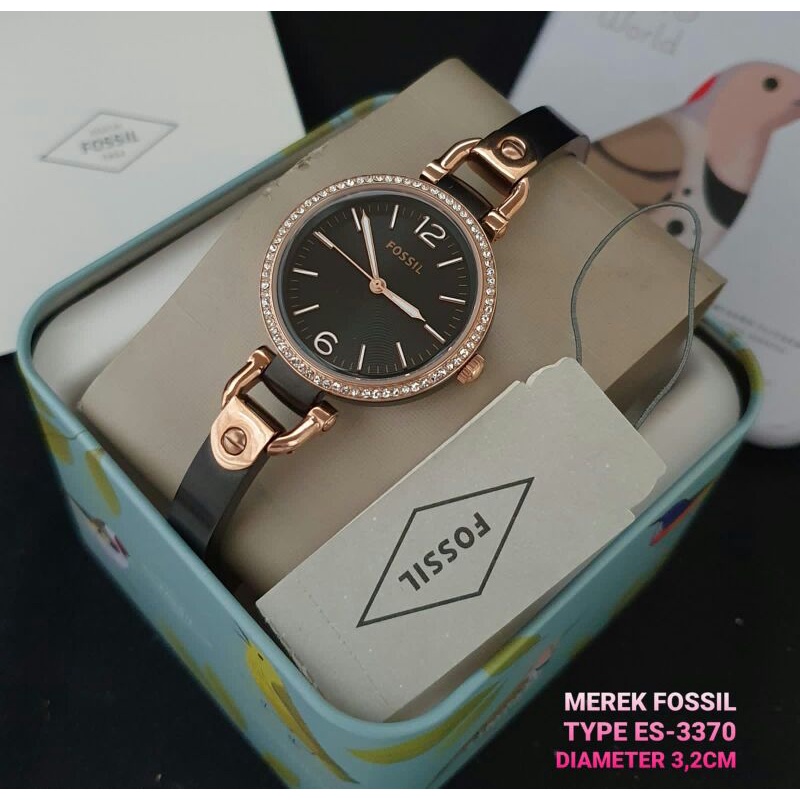 Jual jam tangan wanita fossil georgia ring permata type es-3370 ...