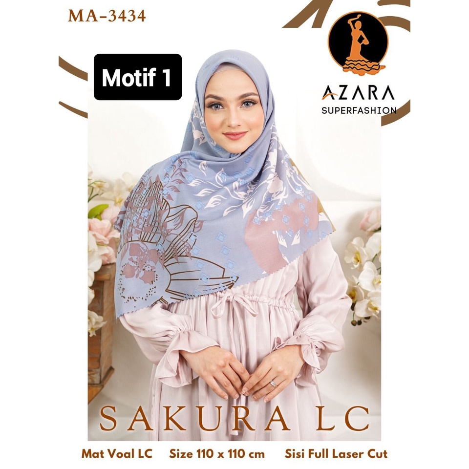 Jual [BISA SERAGAM] SAKURA LC Motif Original Azara Hijab Voal Tidak ...