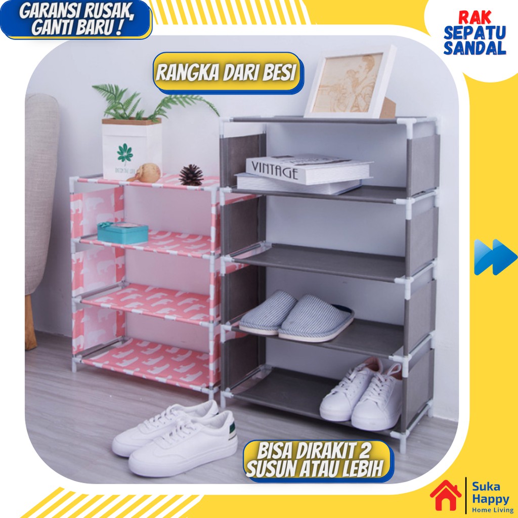 Jual Tempat Sepatu Sendal 5 Tingkat Portable Shoes Rack Rangka Besi Rak ...