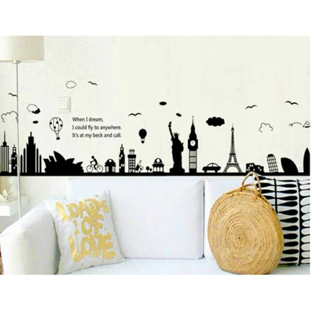 Jual RELIZA WALL STICKER BLACK CITY SPACE OR KOTA HITAM XY1148 AY9214 ...