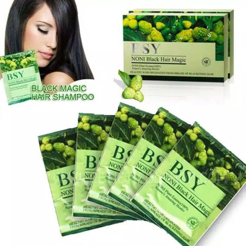 Jual (SACHET) BSY Black Hair Magic - Shampoo Noni penghitam Uban ...