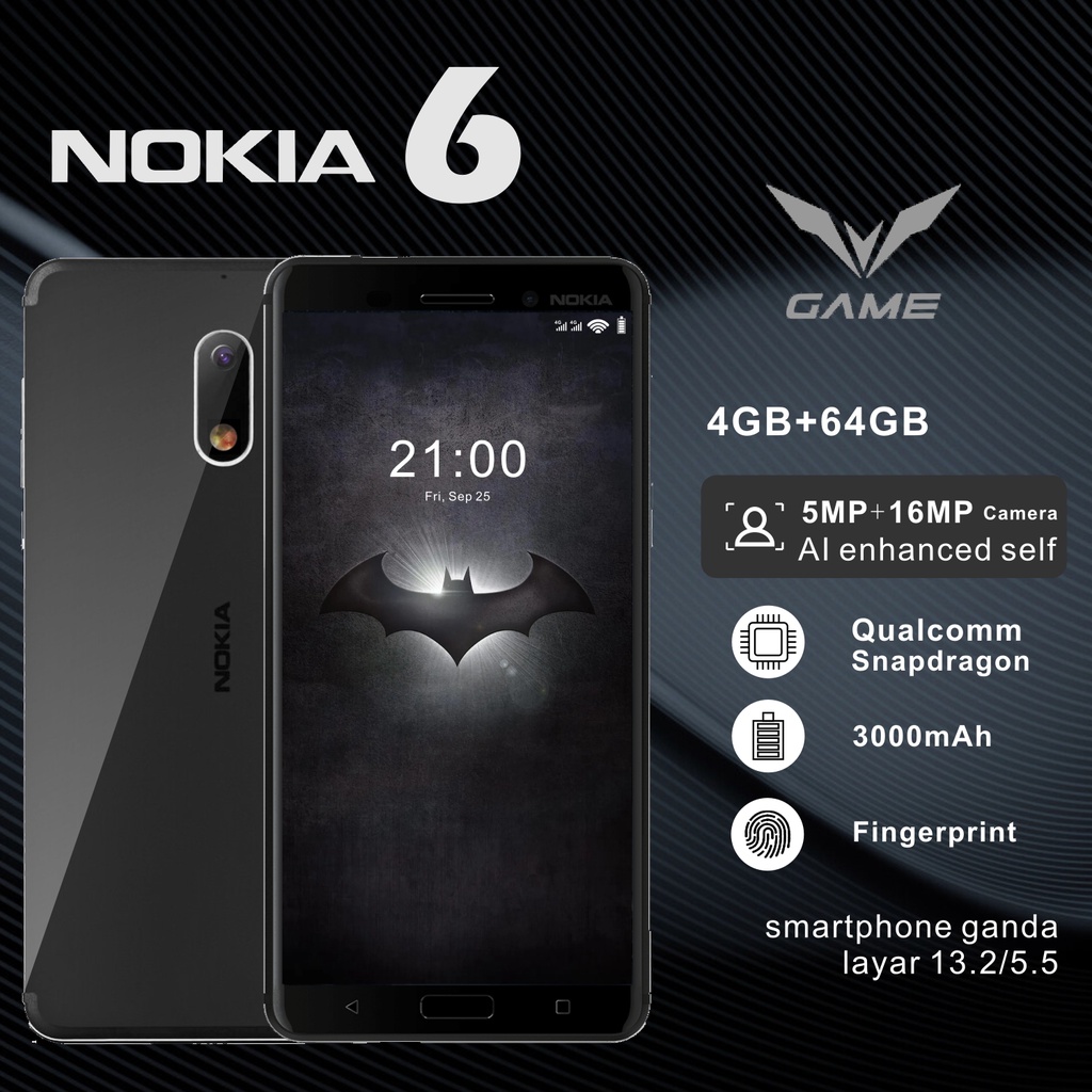 Jual Nokia 6 4GB+64GBRom 24MP Camera handphone android 4G HD+5.5inch hp ...
