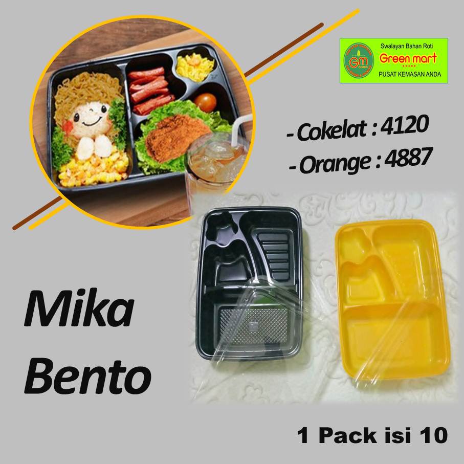 Jual Mika Bento 4 Sekat Tutup Bening Transparan Kotak Makan lunch Box 1 ...