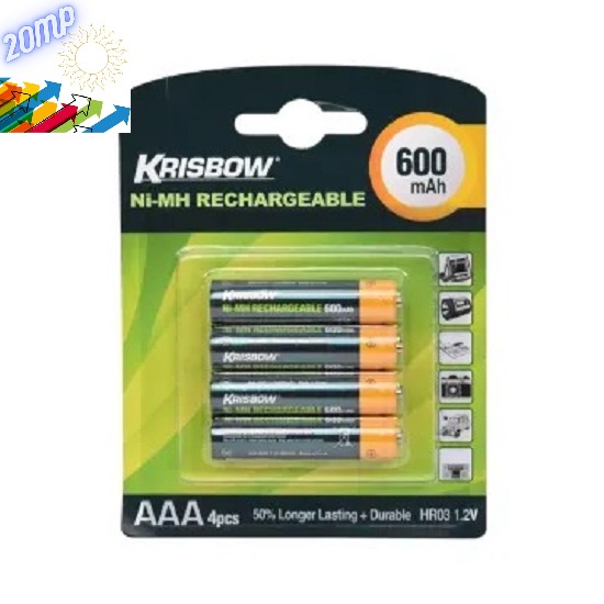 Jual Baterai Rechargeable Size Aaa 600 MAH / 900 MAH 4 Pcs Krisbow ...