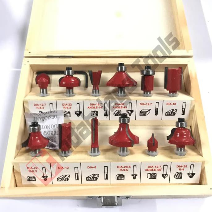 Jual Jual Router Bit Set 12 Pcs - Mata Profil Set - Mata Trimmer Set 12 ...