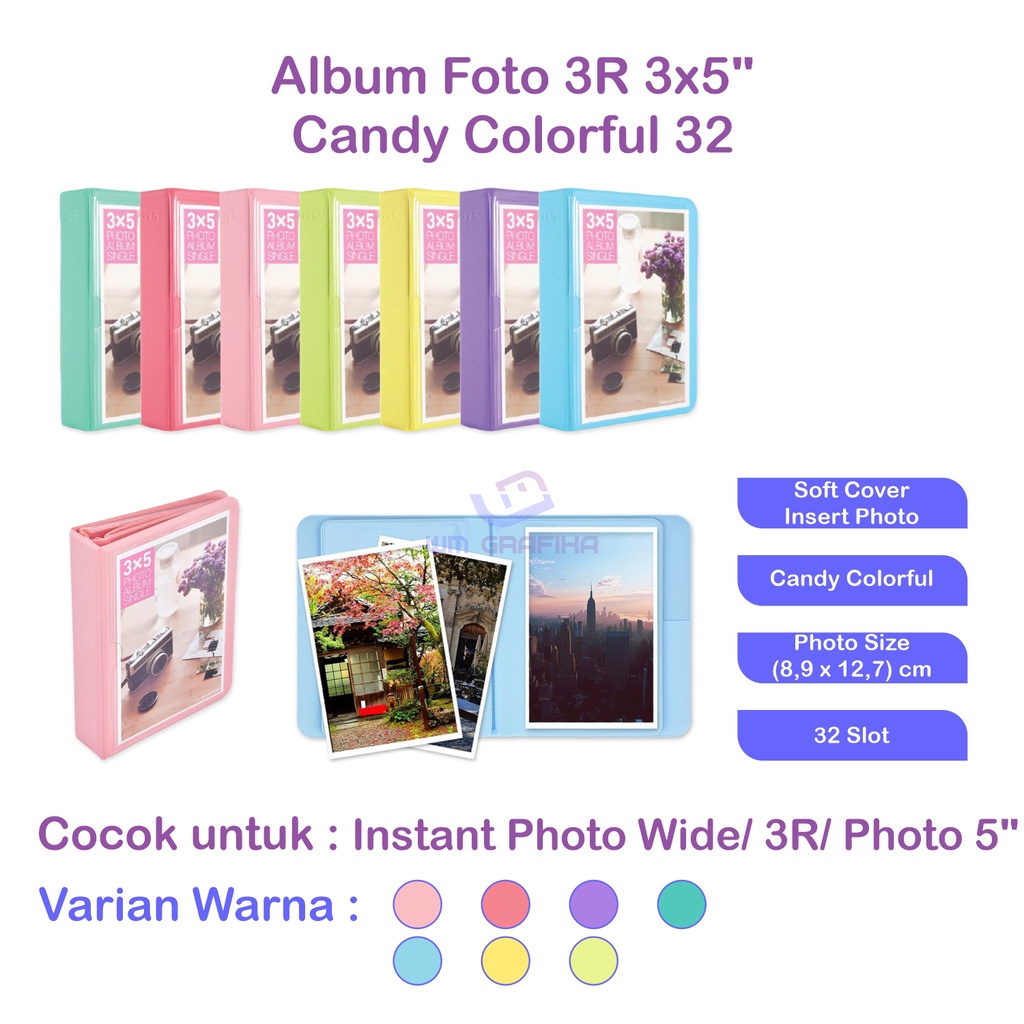 Jual Album Foto Mini Warna Candy Colorful Ukuran 3R 3x5 Inch 32 Slot Photo | Shopee Indonesia