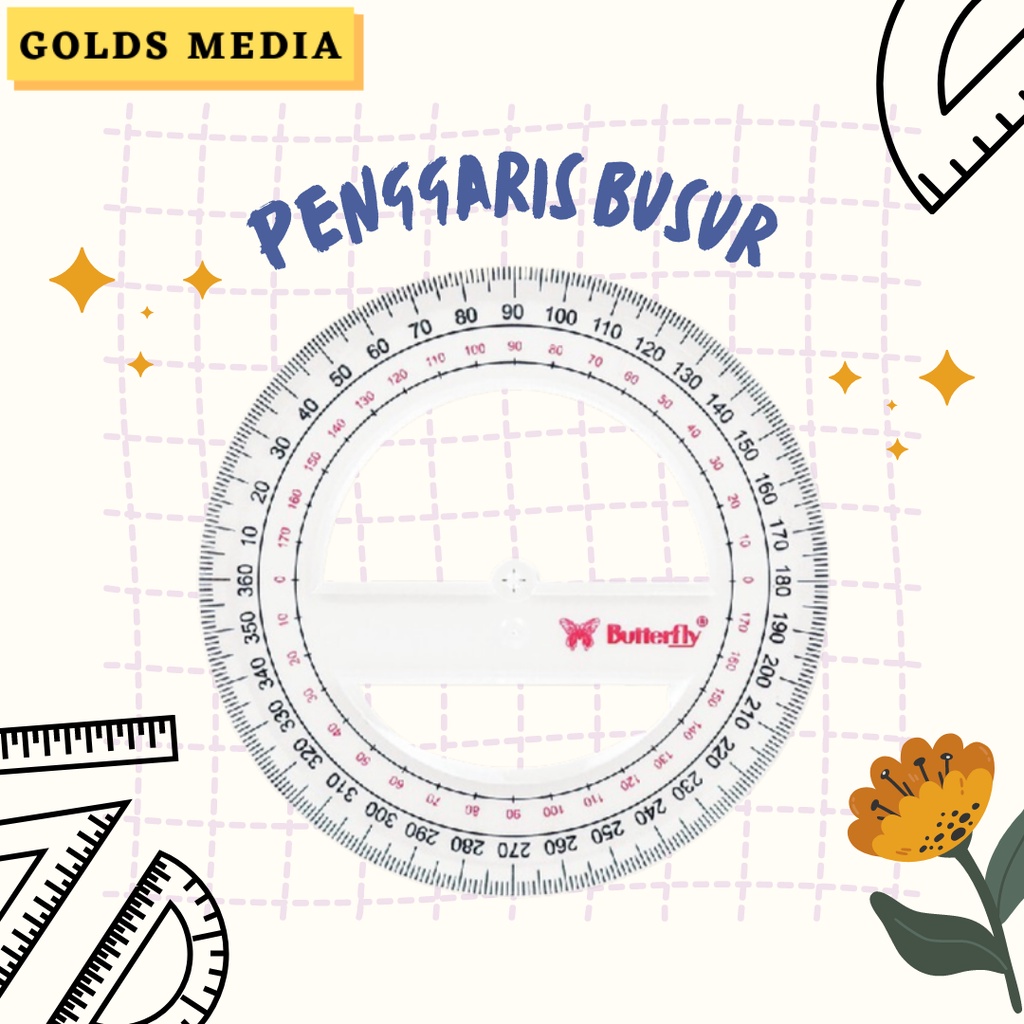 Jual Butterfly Busur Derajat 360/12 CM Butterfly Penggaris Busur 360 ...
