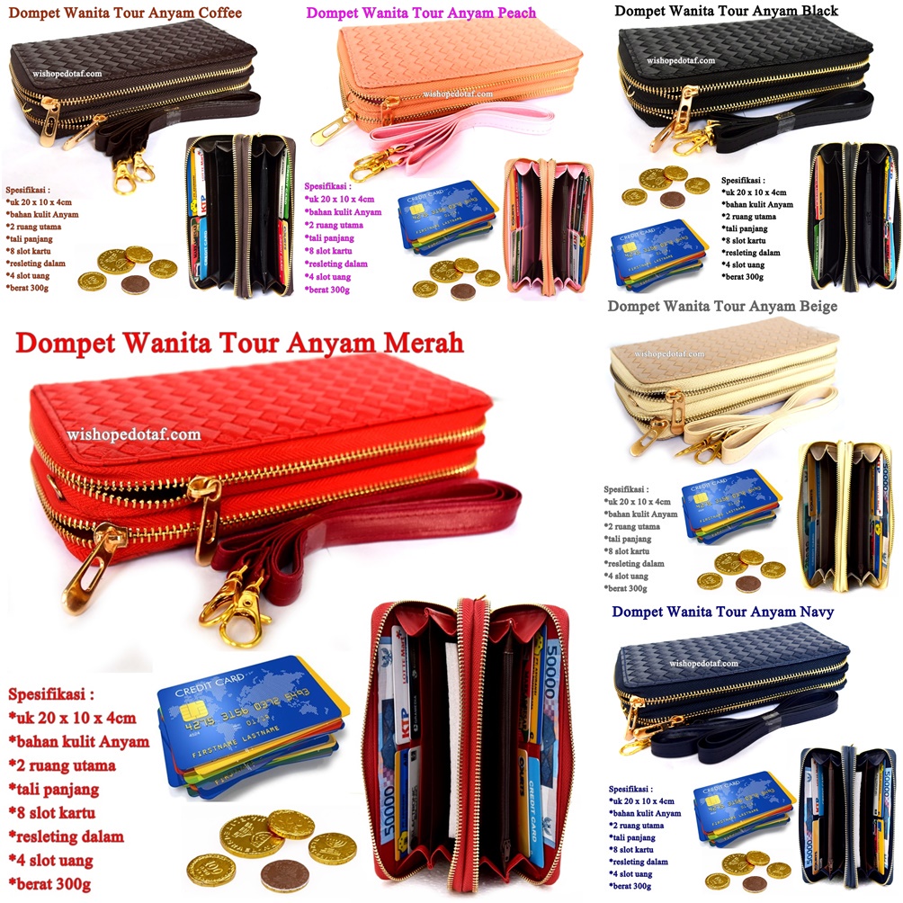 Jual Dompet Dua Ruang Tour Kulit Anyam Selempang | Shopee Indonesia
