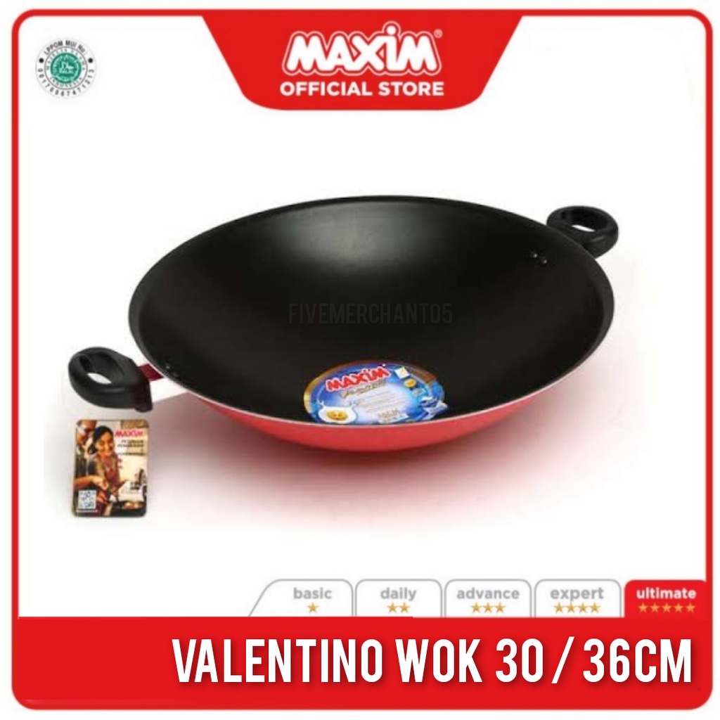 Jual Wajan Penggorengan Maxim Valentino Wok 36cm 30cm Teflon Anti Lengket Teflon Penggorengan ...