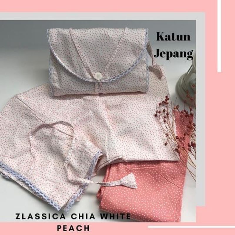 Jual Mukena Dewasa Katun Jepang Zlassica Pocket Chia White Peach ...