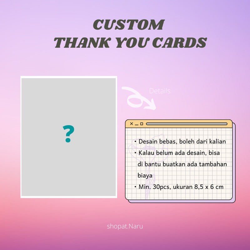 Jual Custom THANK YOU CARD | Shopee Indonesia