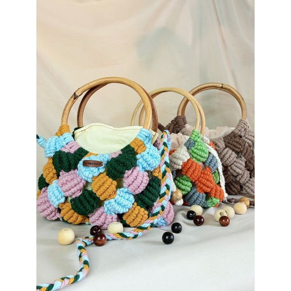 Jual Tas macrame/Tas unik/Tas lucu/Ide kado/Tas kado/Tas rotan/Tas ...