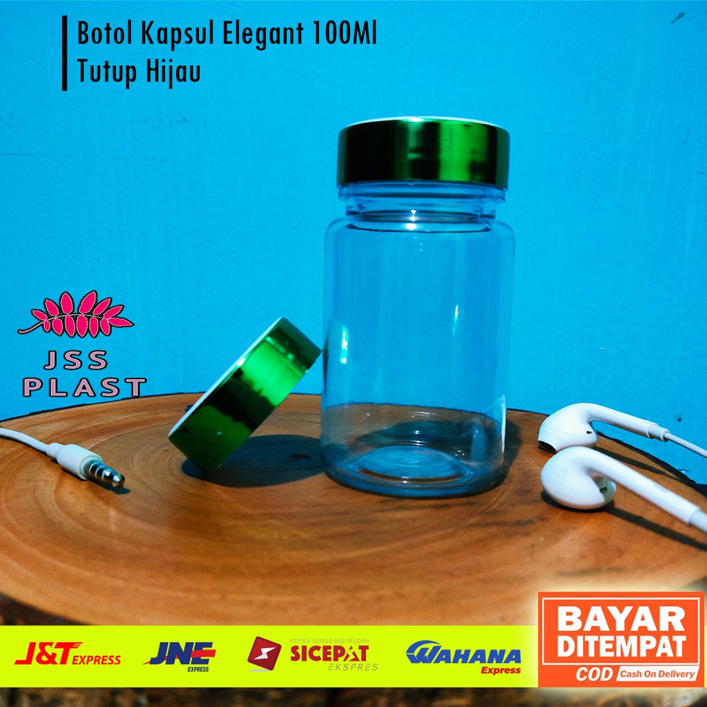 Jual Botol Kapsul Isi 30 / Botol Obat kapsul bulat bening 100 ml + Plug ...