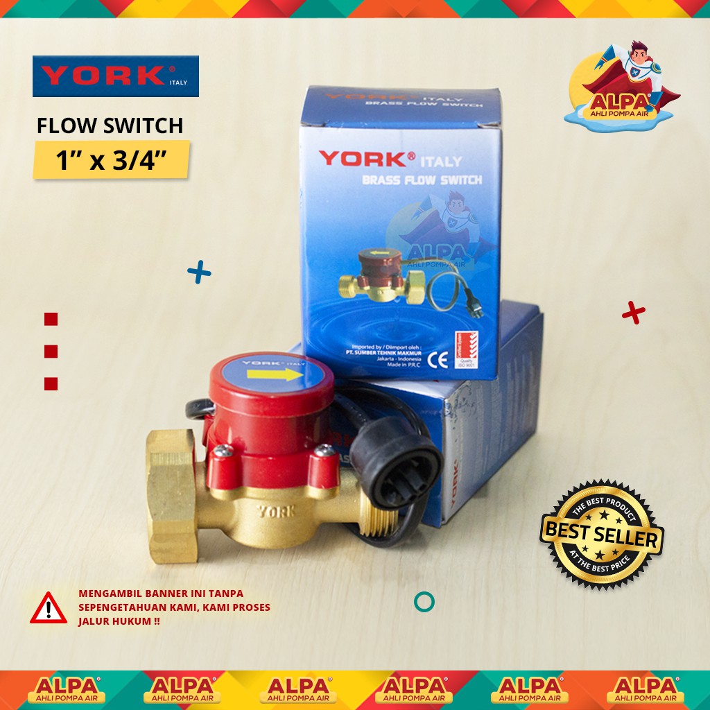 Jual Otomatis Pompa Booster Dorong / Water Flow Switch Merk York (1" x ...