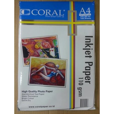 Jual Inkjet Paper Coral 110 gsm / Kertas Inkjet Coral A4 | Shopee Indonesia
